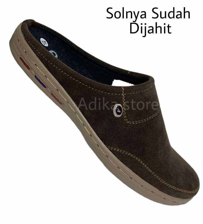 Sepatu Selop Pria Kulit Suede Keren - Adika Store1 | Lazada Indonesia