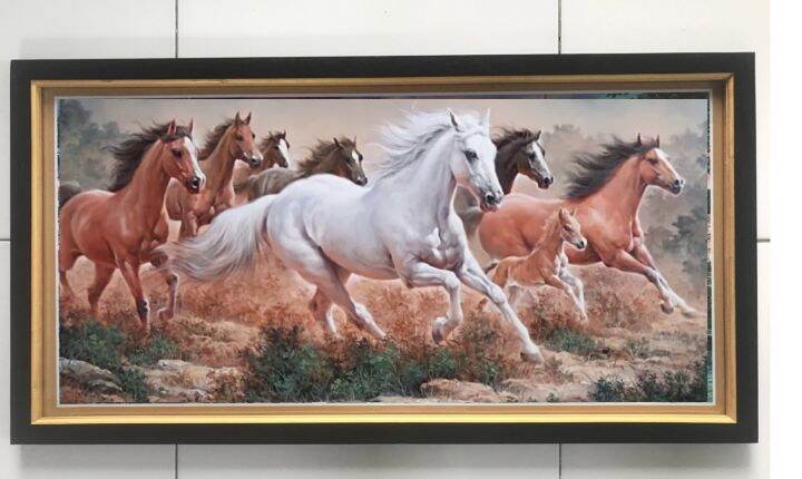 Hiasan Dinding Cetak Gambar Lukisan Kuda plus Bingkai uk:50cm x 100cm ...