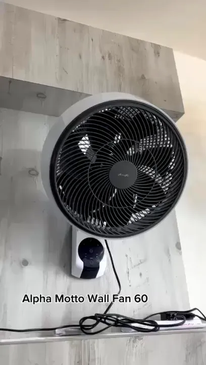 Alpha Motto WF60 12" Wall Fan with 3 Speed Remote (White) | Motto Wall ...