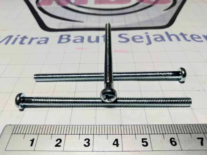 3 Pcs Baut jp M4 x 70 Galvanis / Sekrup / Skrup jp m4 x 70 Panjang 7 cm ...