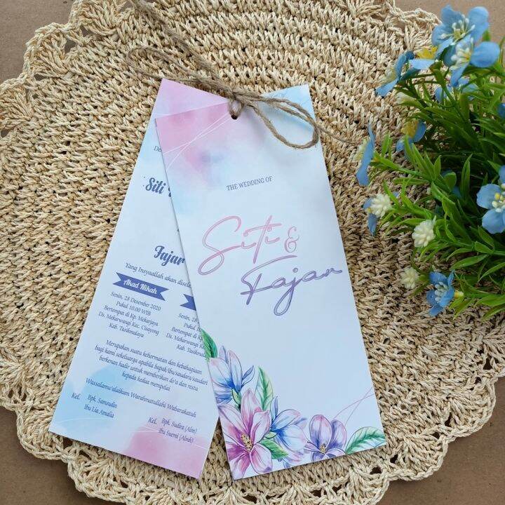 undangan Hang tag 2 lembar 2 pay tali rami pakai poto Bahan Glossy ...