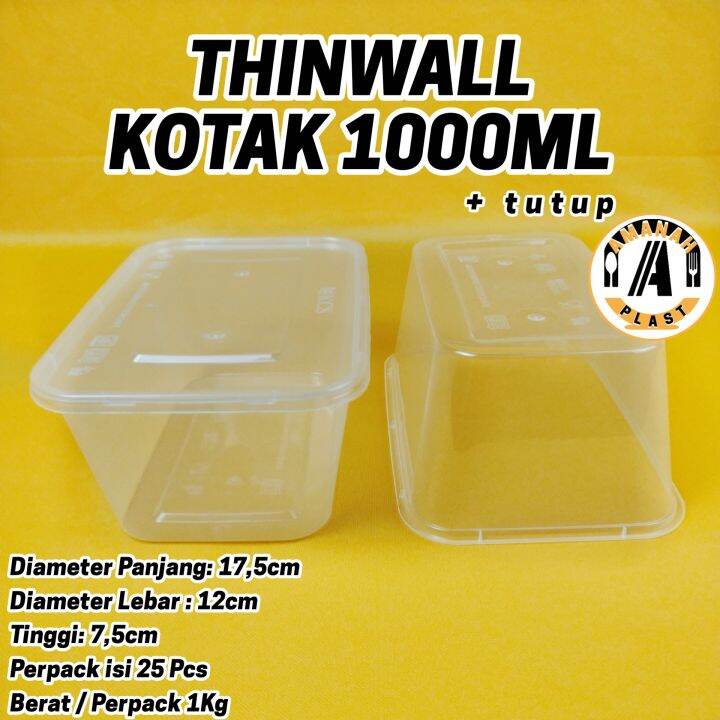 Thinwall Persegi Panjang 1000ml Food Container Kotak Makan 1000ml
