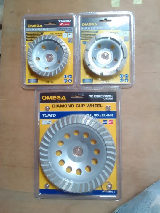 OMEGA DIAMOND CUP WHEEL SEGMENTED / TURBO 4", 7" FOR ANGLE GRINDER ...