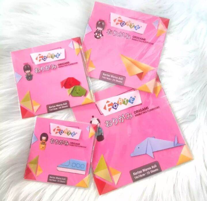 KERTAS ORIGAMI FORTE KERTAS LIPAT /KERTAS WARNA 2 SISI ISI 25 lbr ...