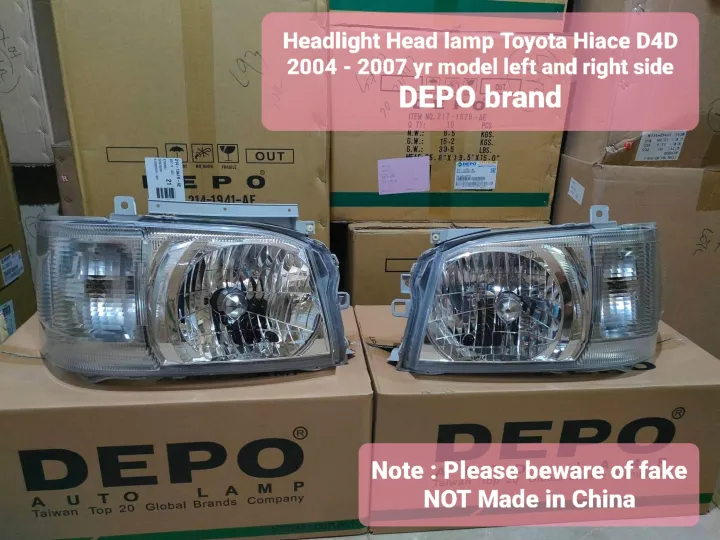 Headlight Head lamp Toyota Hiace D4D 2004 - 2007 yr model left and ...