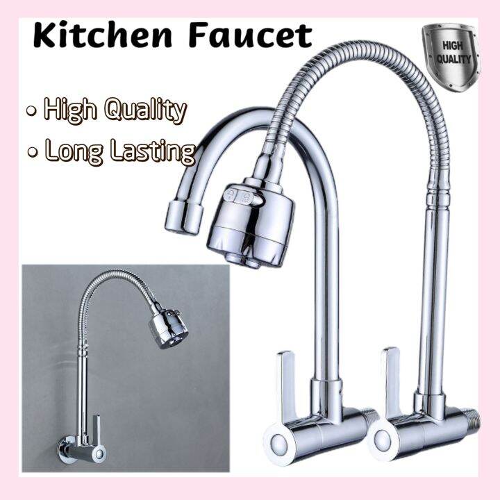 Ready Stock Kitchen Tap Sink Wall Tap Kitchen Faucet Flexible Sink Wall ...