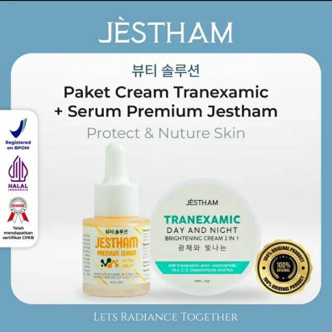 Jestham Tranexamic Cream Day and Night + Serum Premium Gold Jestham ...