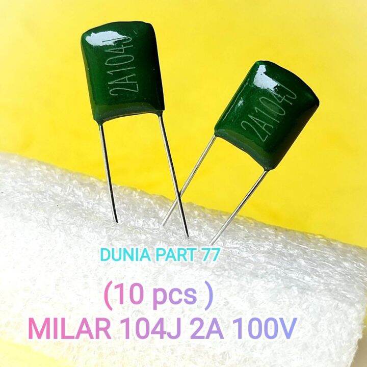 (10 pcs) CAPACITOR MILAR 2A 104J 100V CAPACITOR MYLAR 104J 100V KAPASITOR MILAR 104J 100V 104 J ...