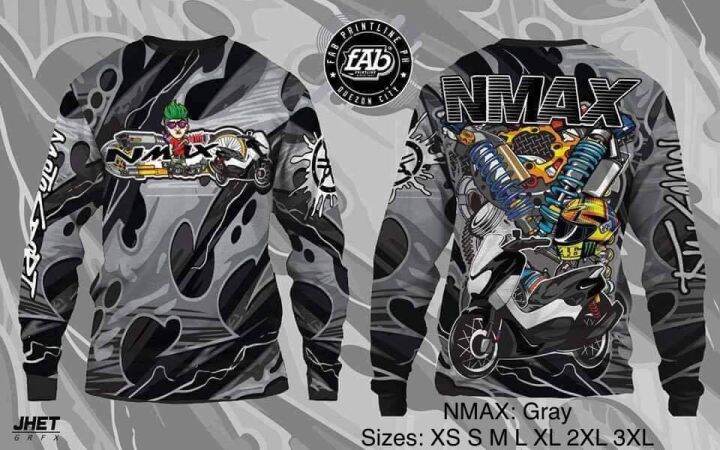 Yamaha Nmax V1 Gary Motorcycle Full Sublimation Long sleeved Shirt for ...