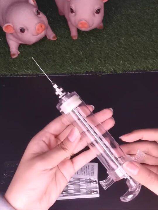 5-100ml Pig Fiberglass syringe Veterinary Plastic steel injection ...