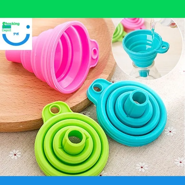 Silicone Kitchen Funnel Folding Retractable Long-Necked Funnel Oil ...