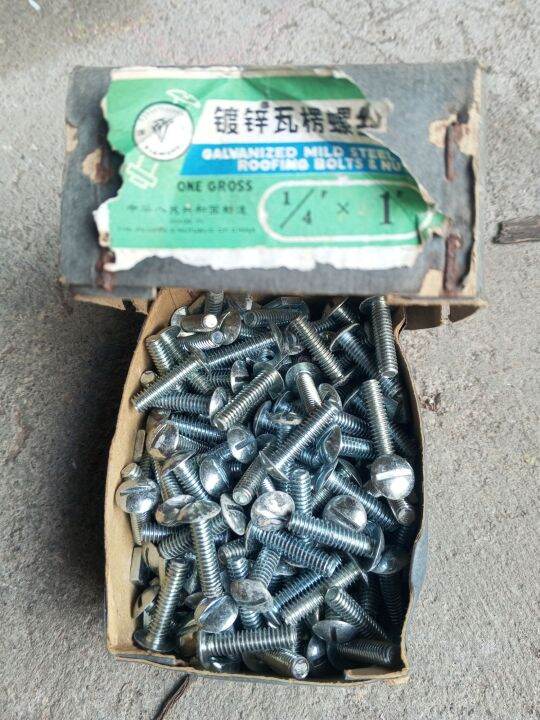 Baut seng mur segiempat putih galvanis 1/4 x 1 Inch Merk Diamond ...