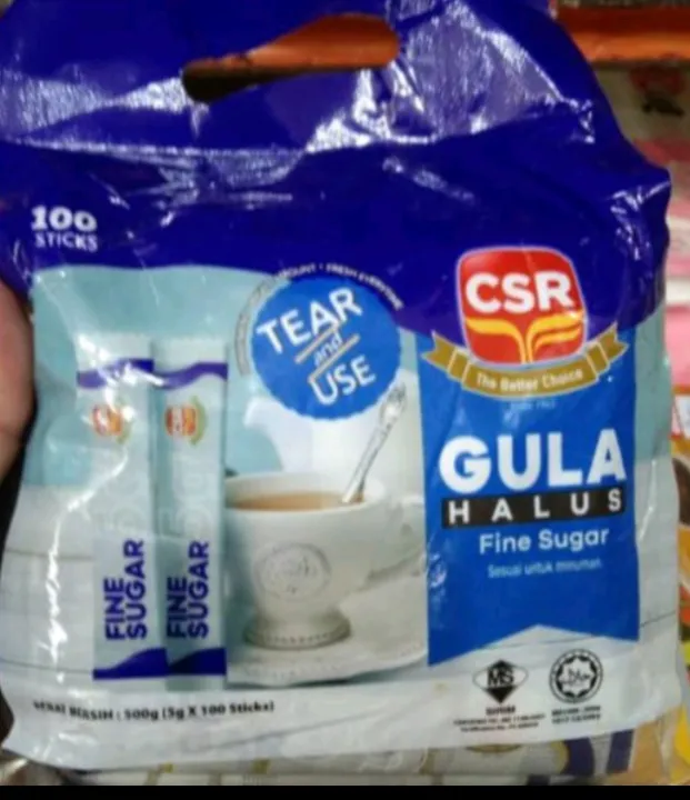 CSR gula halus fine sugar convenience pack 5gx100 sticks sachet | Lazada