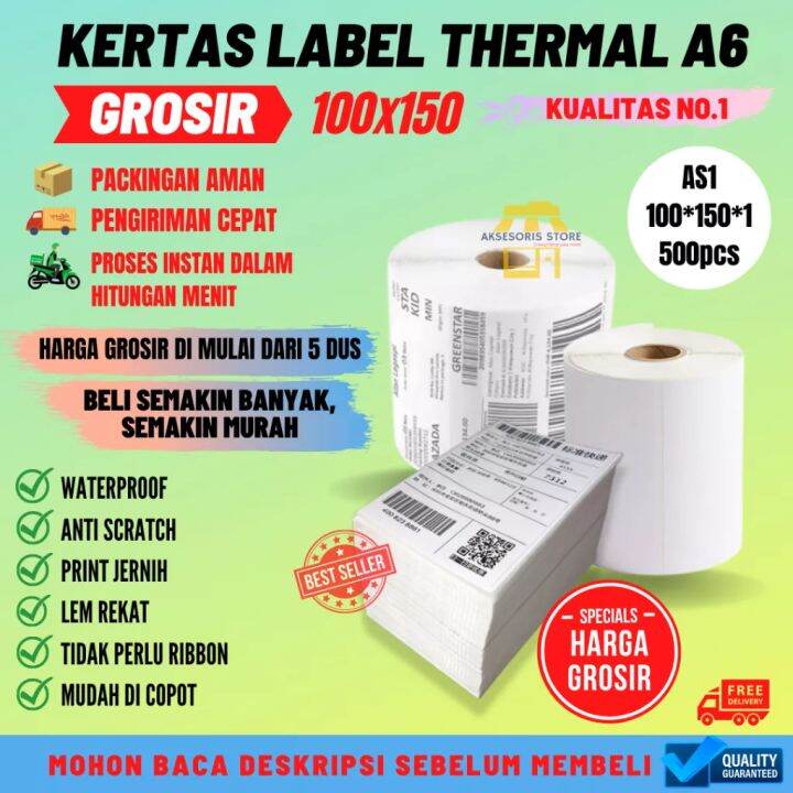 Kertas Thermal Kertas Resi 100 x 150 isi 250 Lembar Dan 500 Lembar ...
