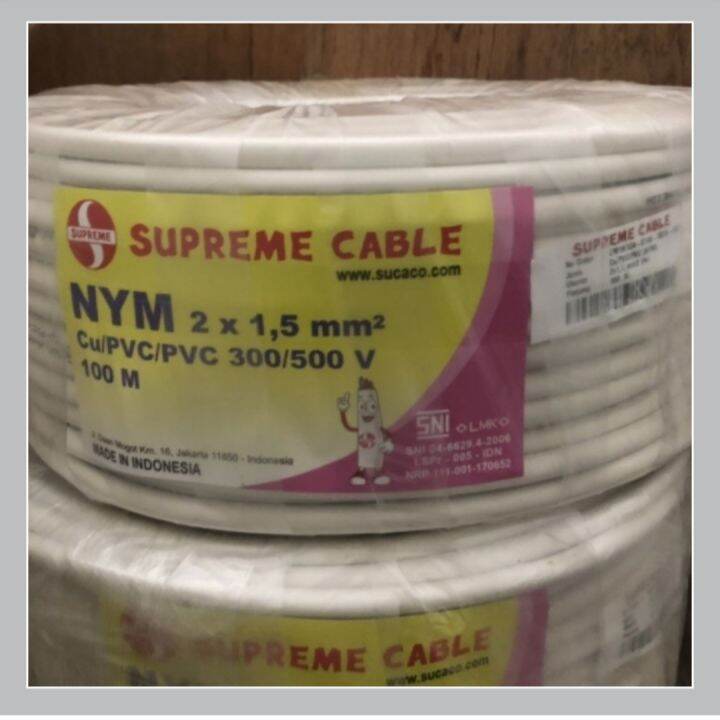 SUPREME Kabel Listrik NYM 2x1,5 2 x1,5 2x1.5 2 x 1.5 mm Tunggal Putih Potongan | Lazada Indonesia