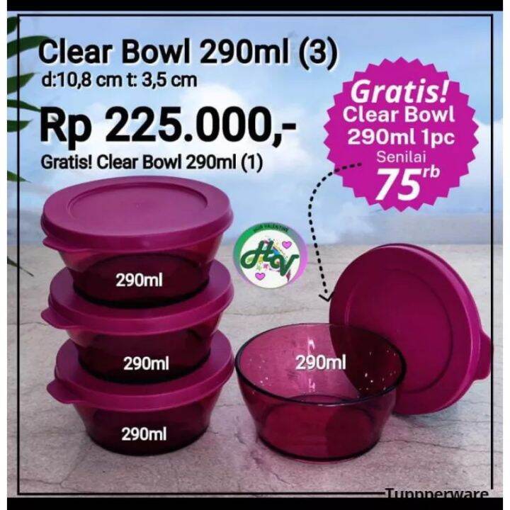 clear bowl tupperware ukuran 290 ml (4) | Lazada Indonesia