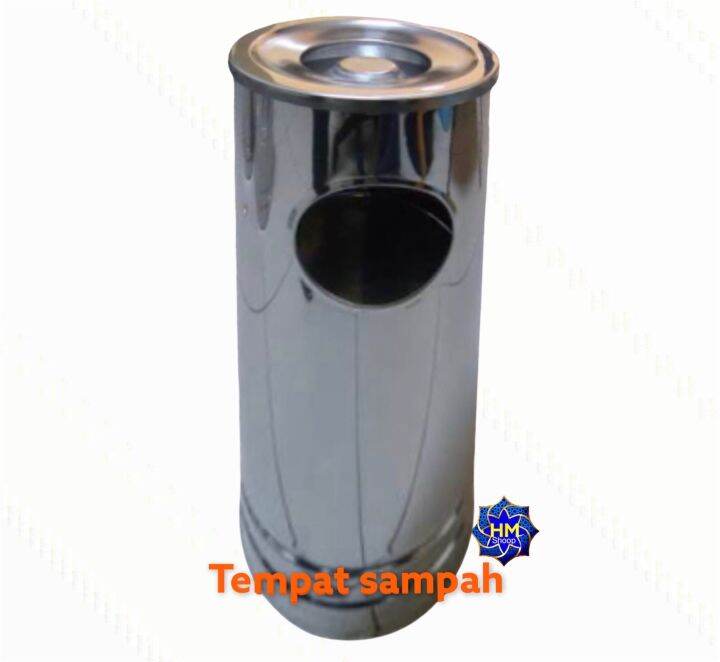 Tempat sampah stainless steel/tong sampah asbak besar | Lazada Indonesia