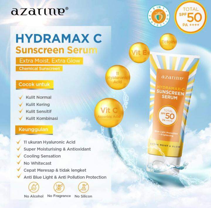 AZARINE HYDRAMAX-C SUNSCREEN SERUM SPF 50 PA +++ - Extra Moist & Glow ...