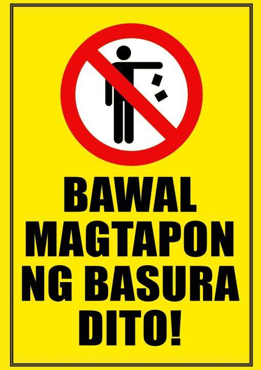 Bawal Magtapon ng Basura dito Laminated signages A4 Size waterproof 250 ...