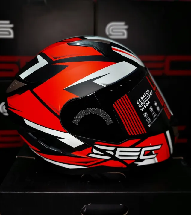 SEC Modular Revolt Hurricane Dual Visor Black/Red/White | Lazada PH