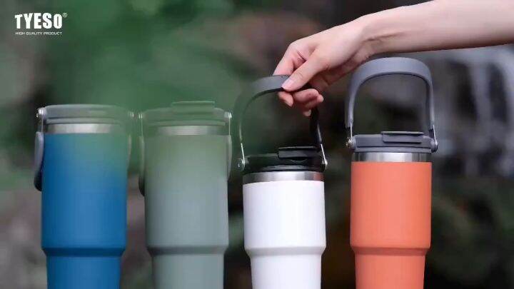 Original Tyeso Vacuum Insulated Tumbler 600ML 750ML 900ML Multipurpose Lid with Straw and Handle ...