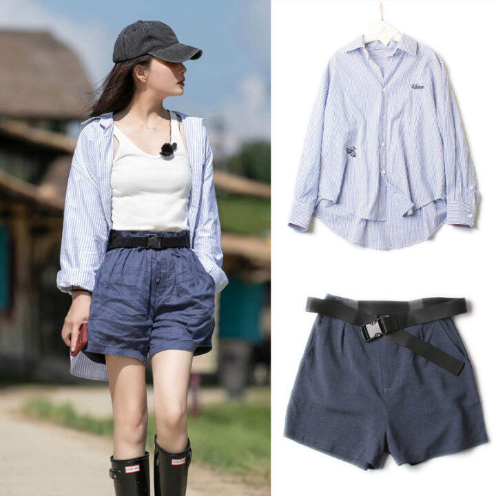 เสื้อเชิ้ตรุ่นเดียวกันกับ Kangzi ทำจากลูกพีชสำหรับผู้หญิงฤดูใบไม้ร่วงปี2023เสื้อเชิ้ตแขนยาวลาย ...