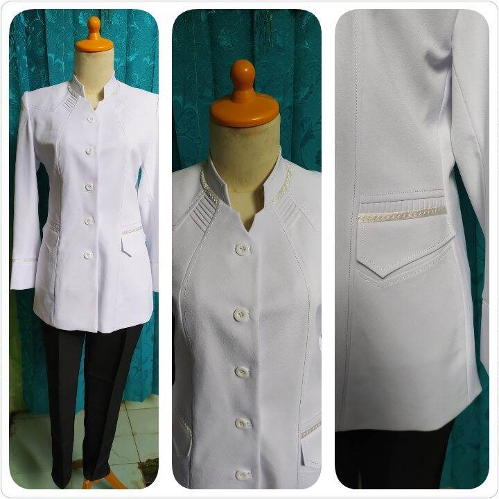 BAJU BLAZER SERAGAM DINAS WASKAT PEMDA PNS GURU PDH WARNA PUTIH POLOS ...