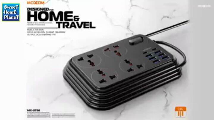 Home Travel Smart Extension Socket Moxom MX-ST06 2500w 4 Universal ...