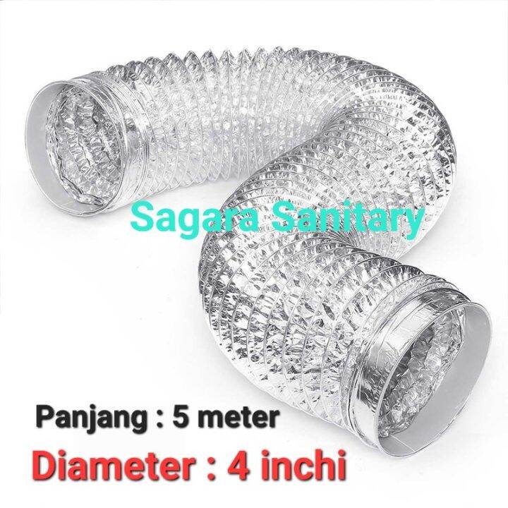 flexible ducting 4 in (5meter) pipa alumunium tahan panas 4" pipa ...