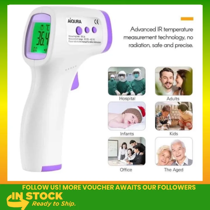 Non-Contact Infrared Thermometer Forehead Body Temperature with Fever ...