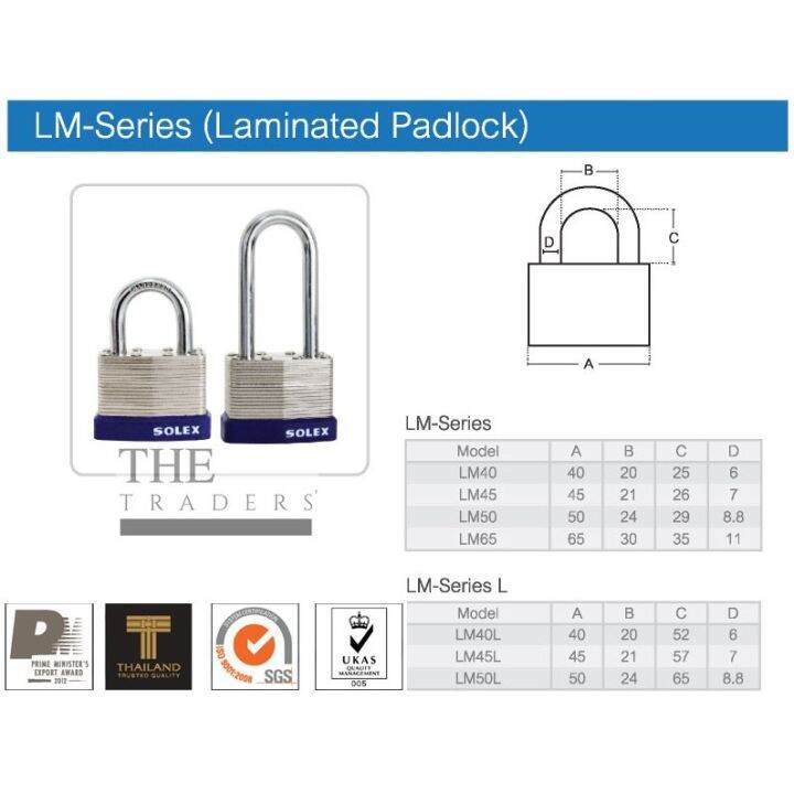 [100% ORIGINAL] SOLEX LAMINATED PADLOCKS LM40 / LM50 40MM / 50MM | Lazada