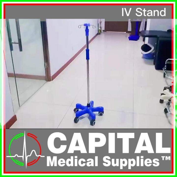 IV Stand with Castrol Wheels, 5-foot star base plastic, and Stainless ...