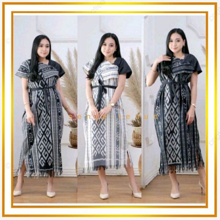 Dress tenun aurora ivory tenun ikat songket - dress etnik -dress kondangan | Lazada Indonesia
