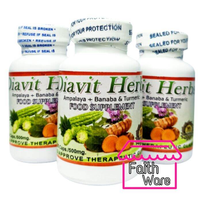Diavit Herbs Ampalaya + Banaba and Turmeric Capsule Food Supplement ...