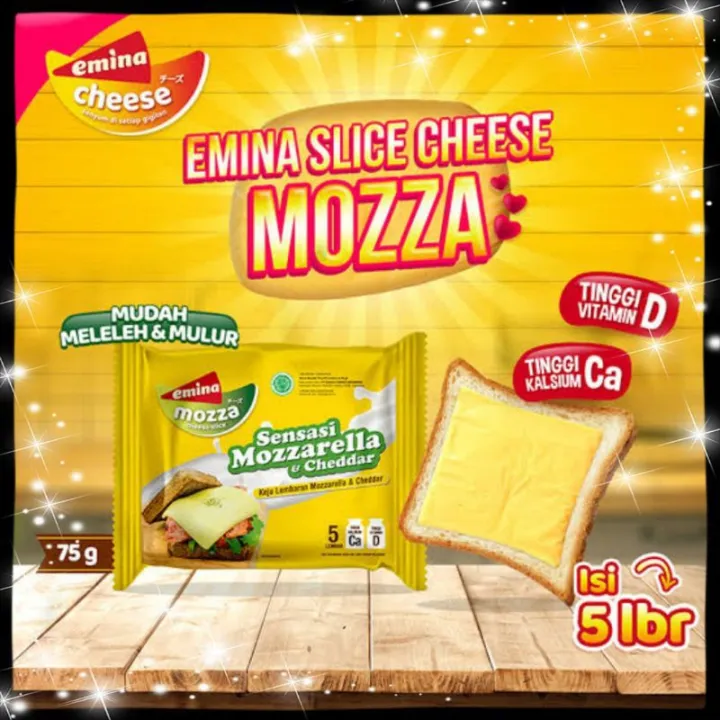 Emina Cheese Slice Mozza 75gr (5lembar) / Emina Keju Lembaran Sensasi ...