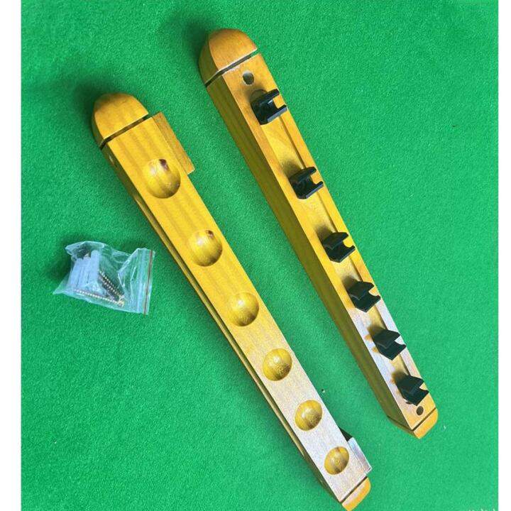 6 Holes Wooden Billiard Stand Wall Mount Snooker Stick Rack Pool Cue ...