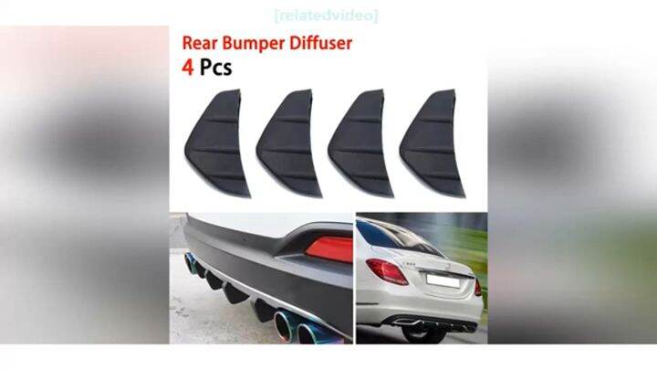 Universal Shark Fin Style 4 pcs Car Rear Bumper Lip Diffuser Back ...