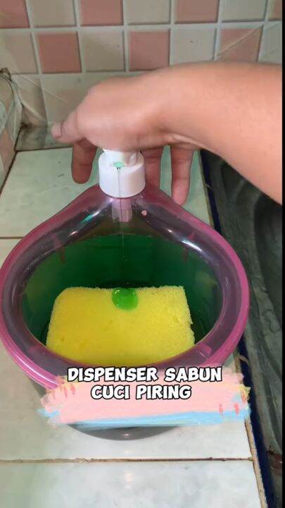 Tempat Sabun Bulat 1000ml + Spons Cuci Piring (2in1) Dispenser Sabun ...