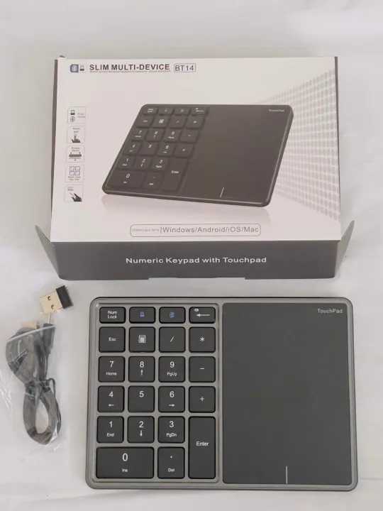 2 in 1 Wireless Number Pad Touchpad 22 Keys Wireless BT4.2 2.4G Type C Charging 500mAh Battery ...