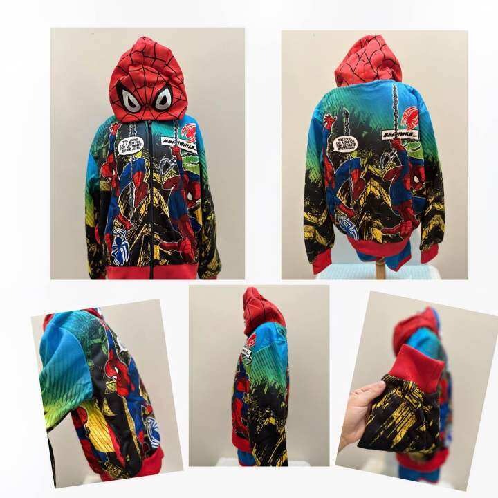 Jacket Spiderman แจ็กเก็ต สไปเดอร์แมน เท่ห์มาก มีหมวกที่เป็นหน้ากากในตัว ผ้าหนา นิ่ม ไซส์ L (6-8 ...