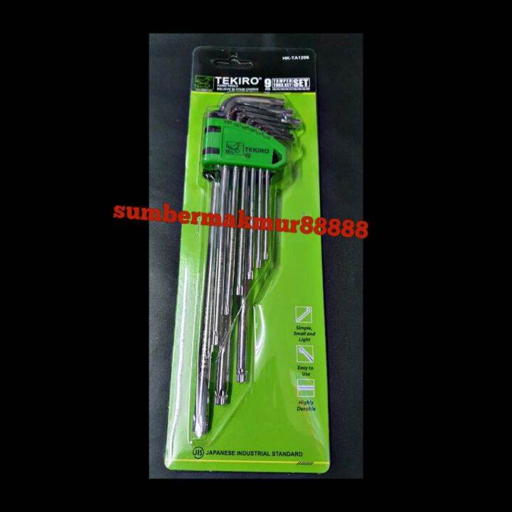 kunci L bintang torx tamper key set tekiro 9 pcs berlubang / kunci L bintang tekiro / kunci L ...