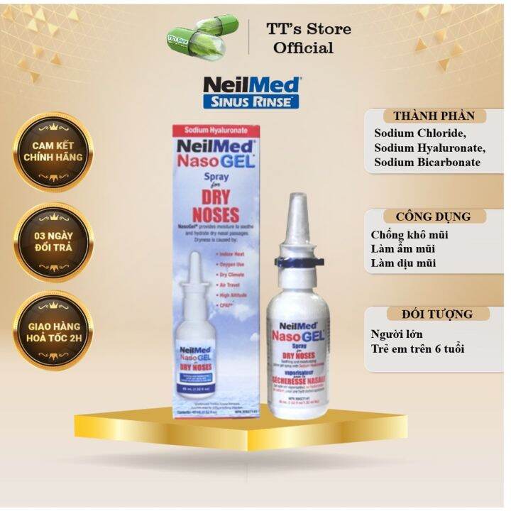Gel xịt chống khô mũi NeilMed NasoGel Spray For Dry Nose [Neilmed Naso gel, nelmed, neomed ...