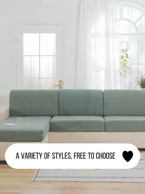 Elastic Stretchable Regular Large Size 1/2/3/4-seater L-shaped Suede Seat Solid Back Sofa Dust ...