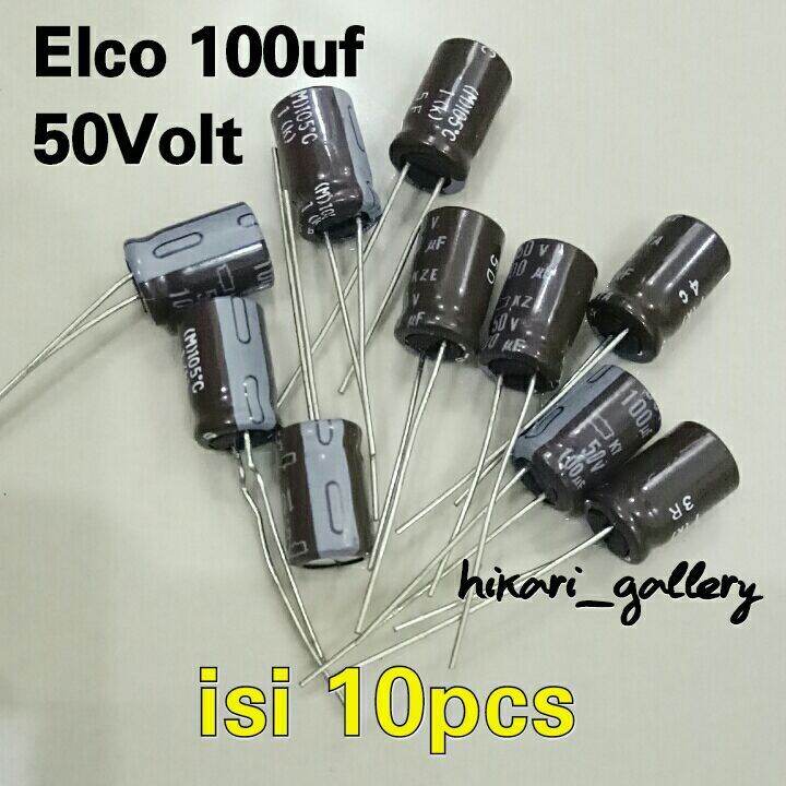 [10Pcs] KAPASITOR ELCO 100uf 50volt isi 10 pcs / Elco Capacitor 100uf 50v Nipon Chemicon ...
