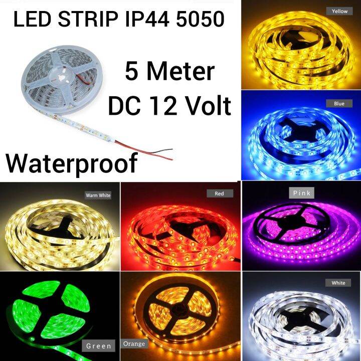 1 Roll 5 Meter Lampu Led Strip IP44 5050 12V 14.4W/M 300L Waterproof ...