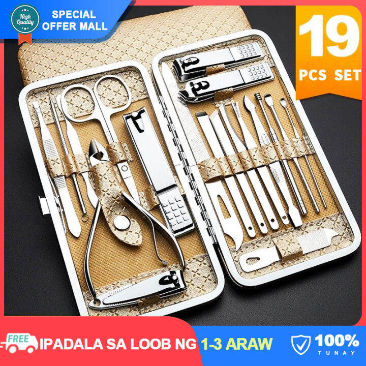 【Premium】Japanese Original Manicure 19pcs Set with Box Stainless Carbon ...