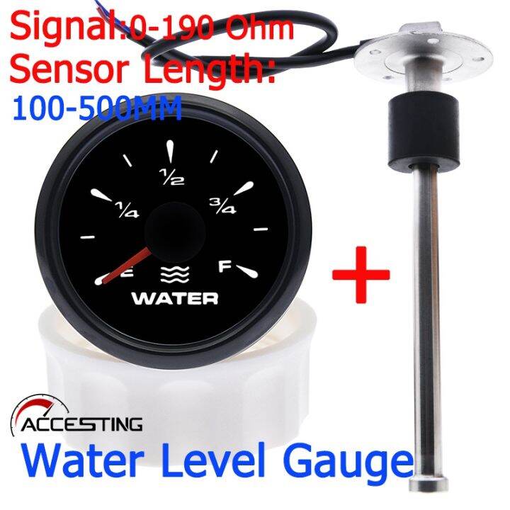100-500mm 52mm Water Level Gauge + Water Level Sensor 0~190 Ohm With 7 ...