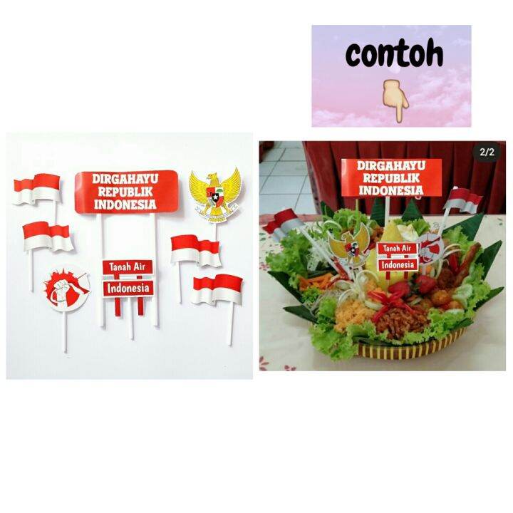 topper toper tusukan hiasan kue cake nasi tumpeng Dirgahayu ulang tahun ...