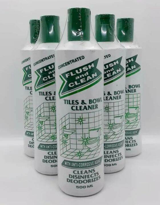 FLUSH AND CLEAN TILES AND TOILET BOWL CLEANER 500ML WITH ANTI-CORROSIVE ...