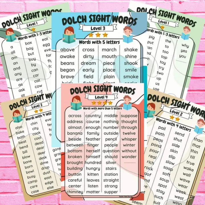 DOLCH SIGHT WORD 6 pcs Laminated A4 | Lazada PH